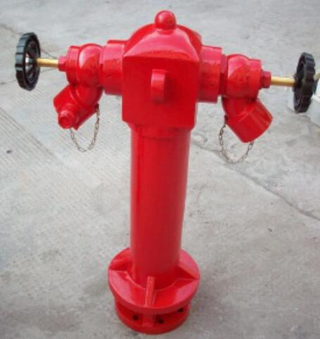 Red Wet Type Fire Hydrant 4" Water Globe Valve 2 Way Pedestal With ...