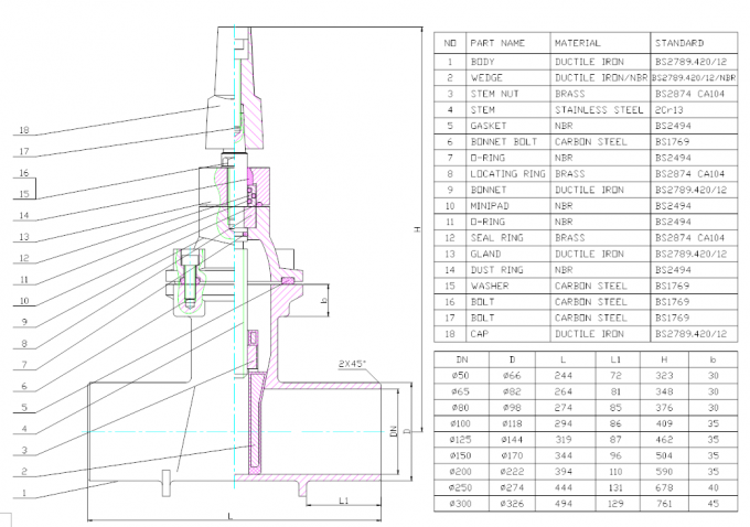 CI Sluice Gate 225 mm Dia Spigot Valve With Extension Spindle 1.5m Length