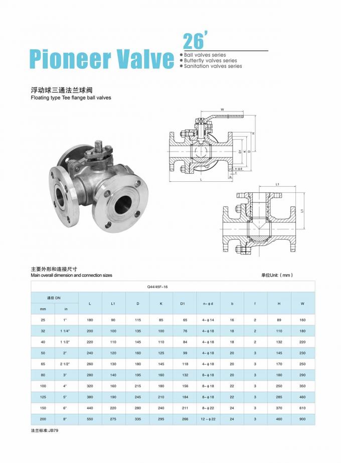 Anti Corrosion L-Type Three Way Floating Ball Valve / Full Flow Ball Valve